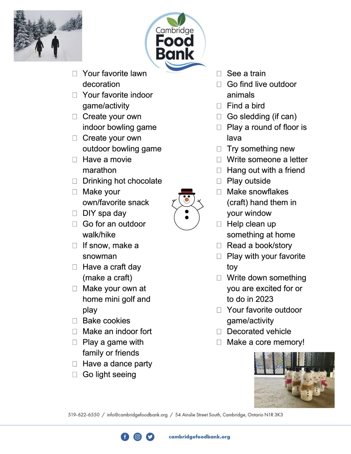 Winter Break - Fun at the Cambridge Food Bank Scavenger Hunt ...