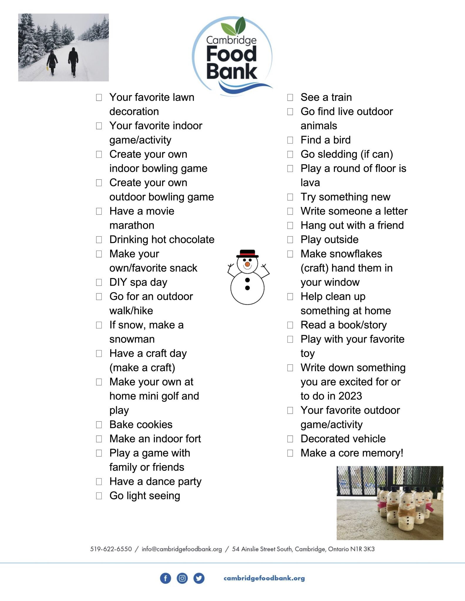 Winter Break - Fun at the Cambridge Food Bank Scavenger Hunt ...